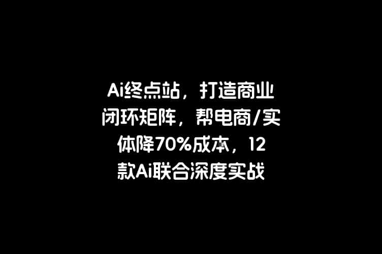 Ai终点站，打造商业闭环矩阵，帮电商/实体降70%成本，12款Ai联合深度实战 - 高羽网创